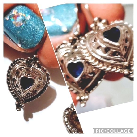 Jewelry | Heavy Western Style Heart Silver Toned Earrings Vintage ...